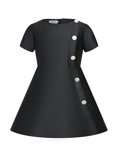 Mimi Sol Приталенное черное платье с белыми пуговицами Артикул: MFAB583 ...
